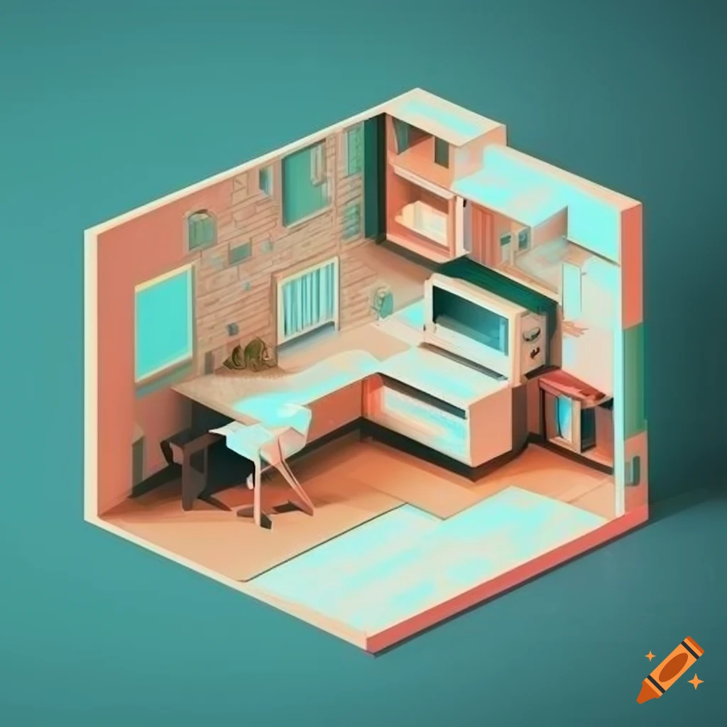 Isometric room design on Craiyon