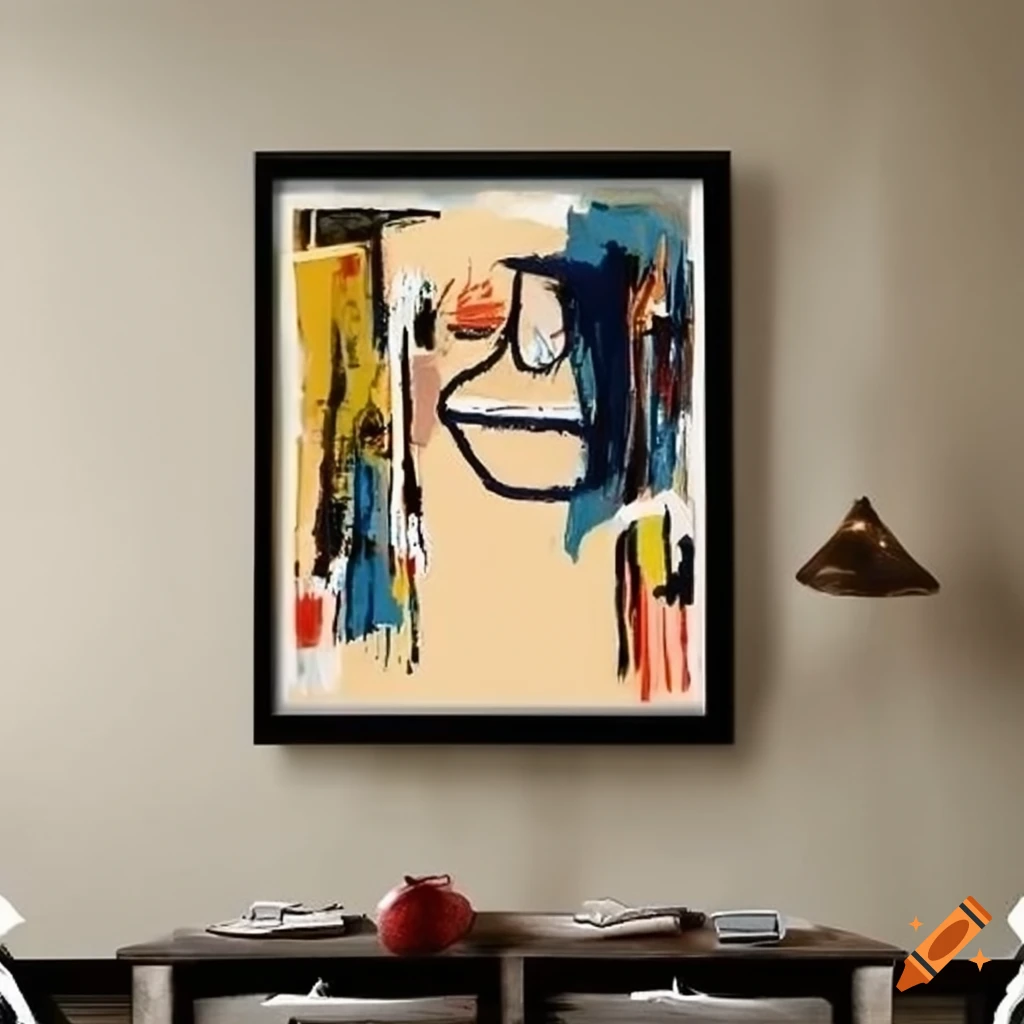 Abstract expressionism art in a modern interior on Craiyon