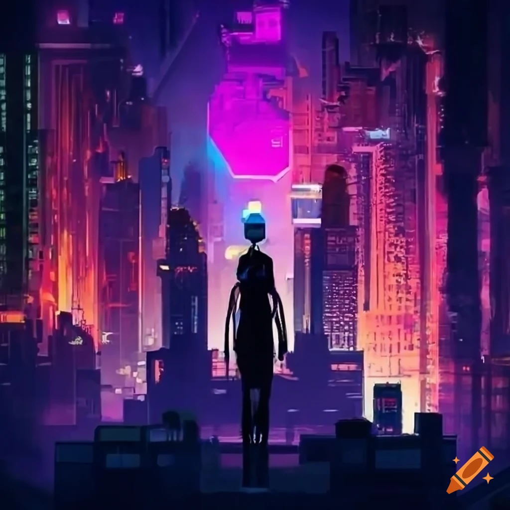 Cityscape with biopunk elements transitioning to a distant biopunk ... Cityscape with biopunk elements transitioning to a distant biopunk ...