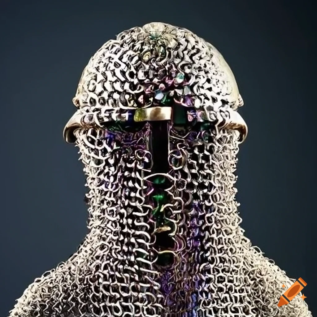 Multicolored jewel chainmail armor on Craiyon