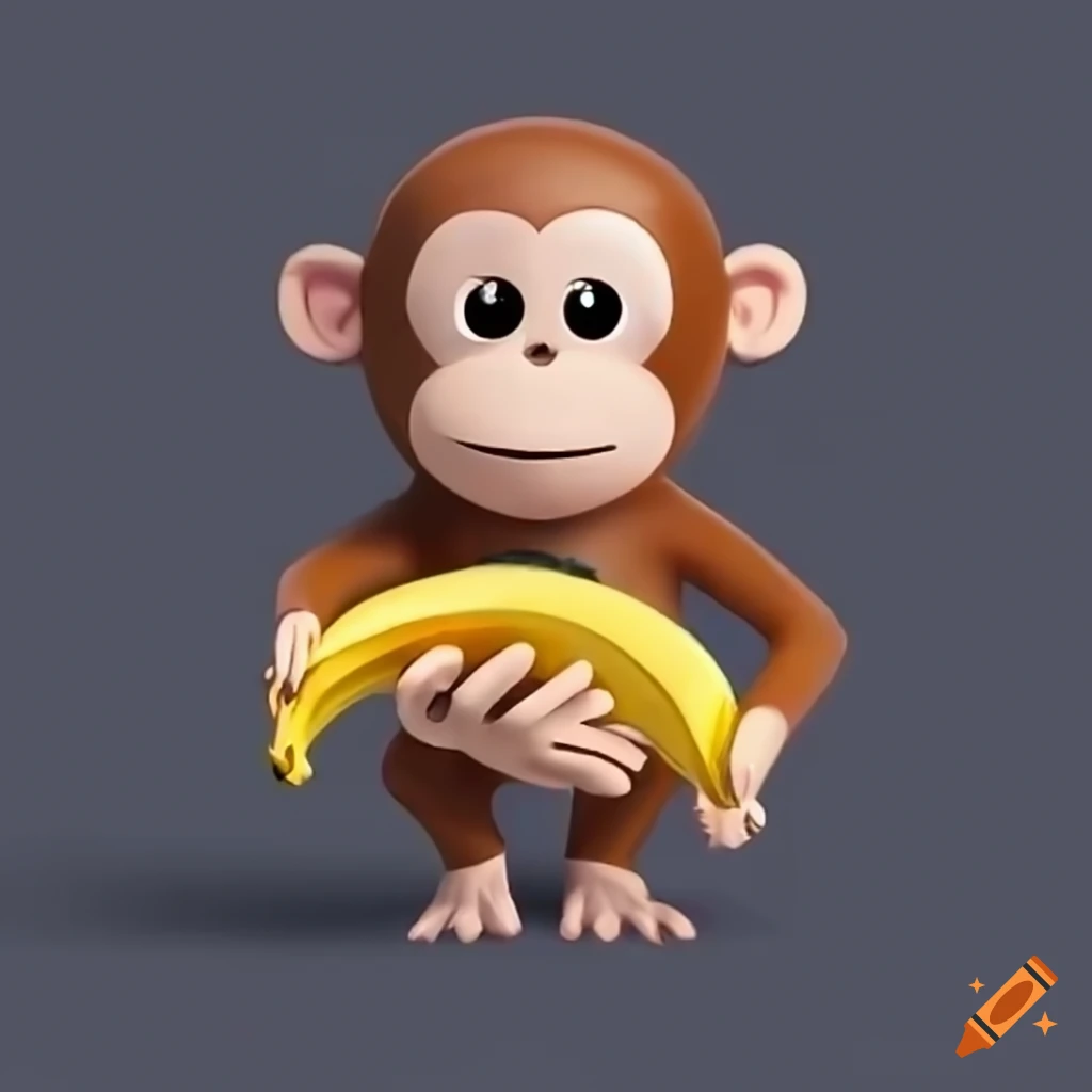 IOS animoji monkey offering a banana on Craiyon