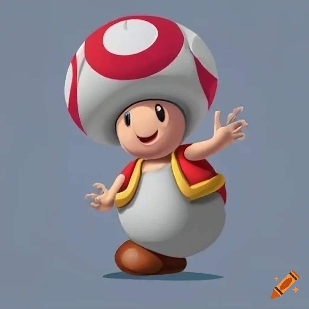 Toad character in distress from mario kart game on Craiyon