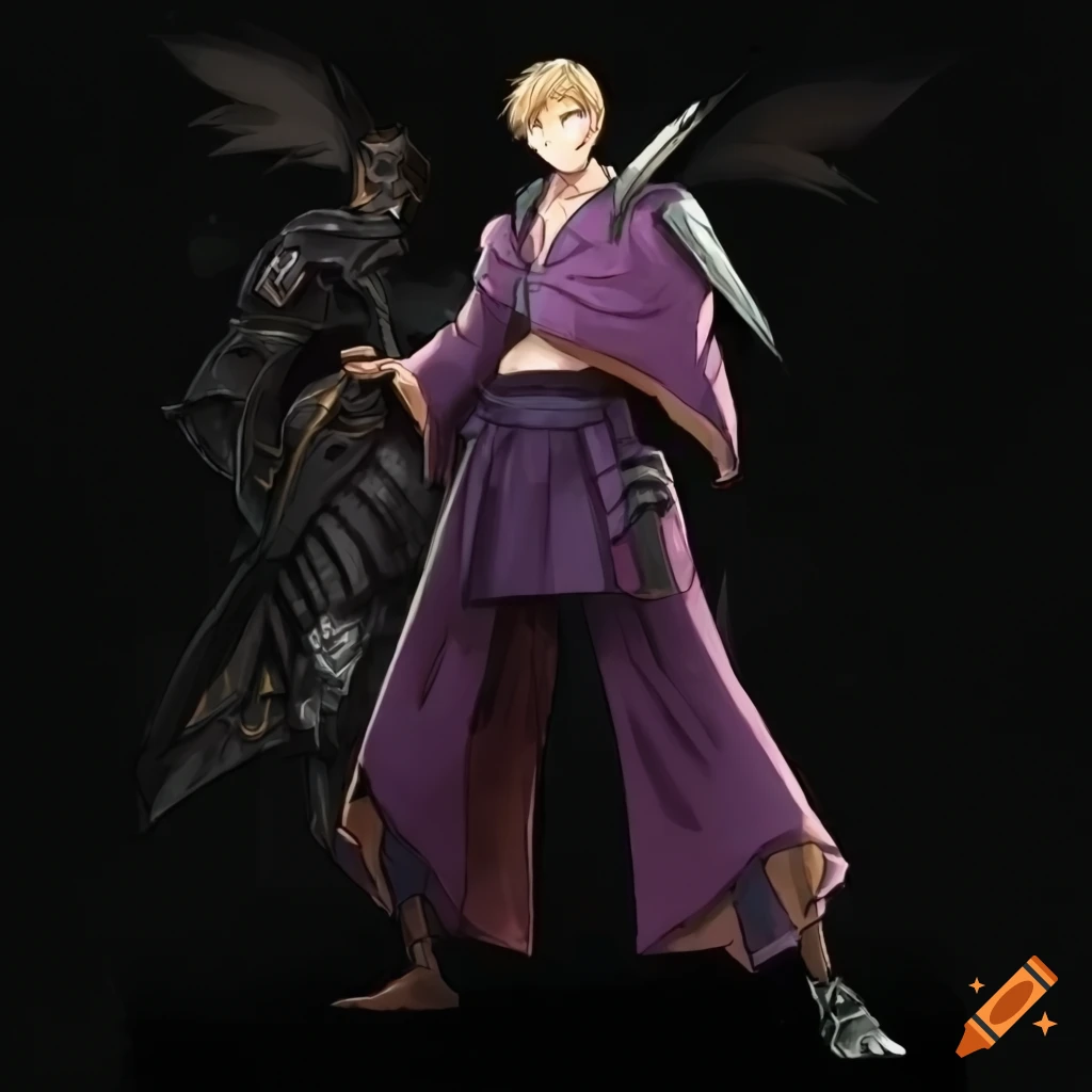 Blue-eyed blonde-haired Caucasian male Ronin with ninja mask and ...