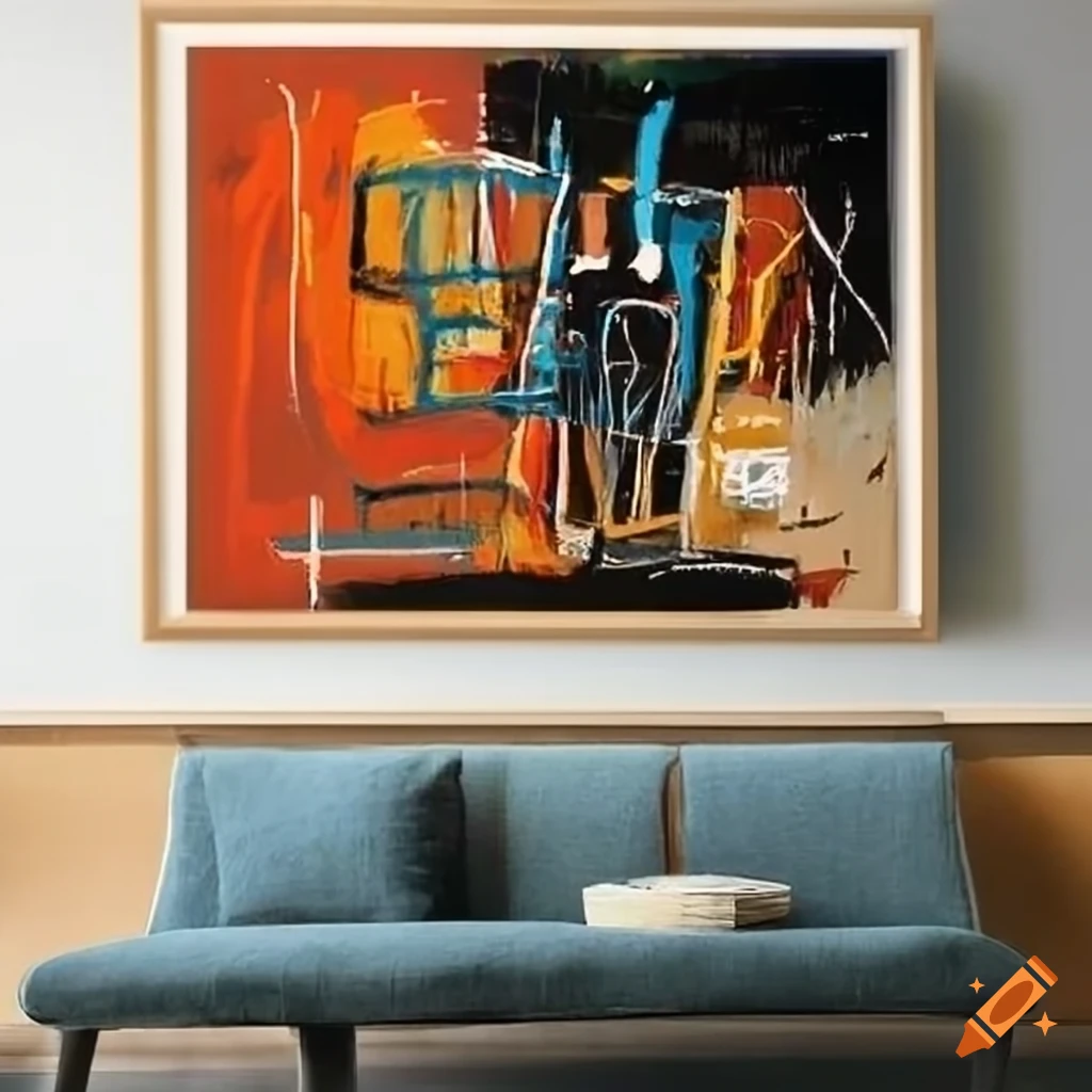 Abstract expressionism art in modern interior by basquiat on Craiyon