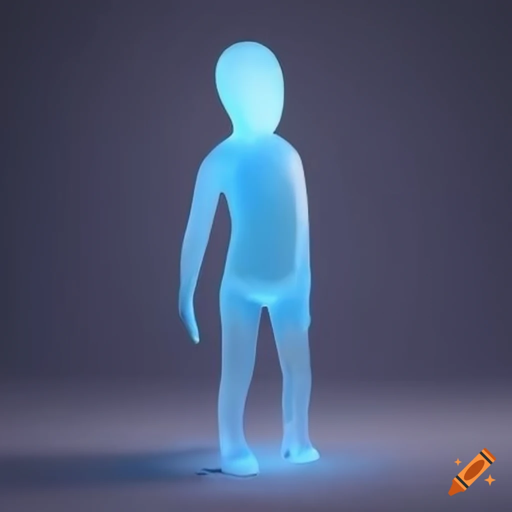 Translucent light blue slime 3d figure with a slim physique on Craiyon