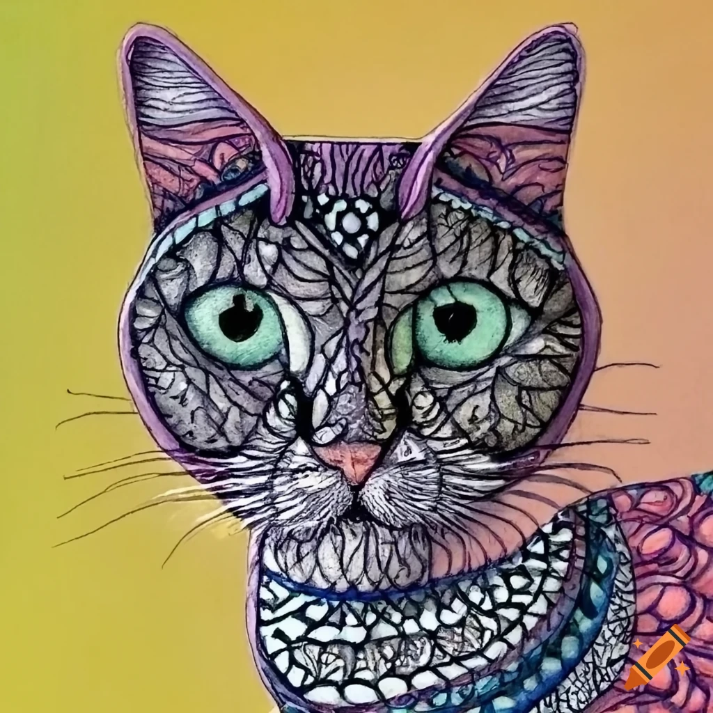 Zentangle art of a cat on Craiyon