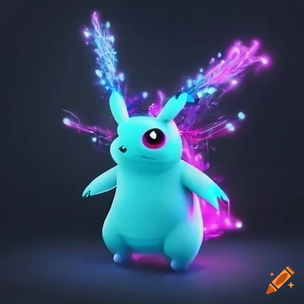 Futuristic Pokémon with intricate fiber optics components on Craiyon
