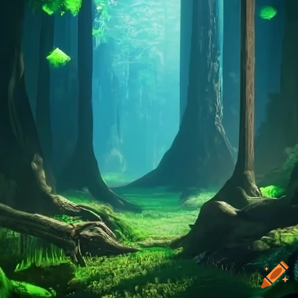 Johnny enchanted by a vibrant magical forest on Craiyon