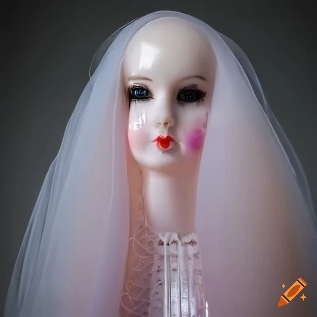 Art deco style doll made of pastel clear plastic on Craiyon