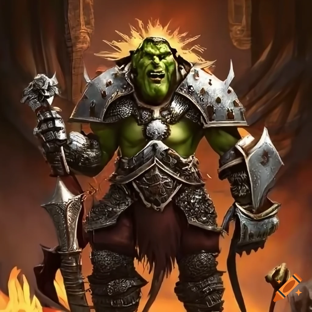 Orc king knight of clan silver claw in ceremonial armor on Craiyon