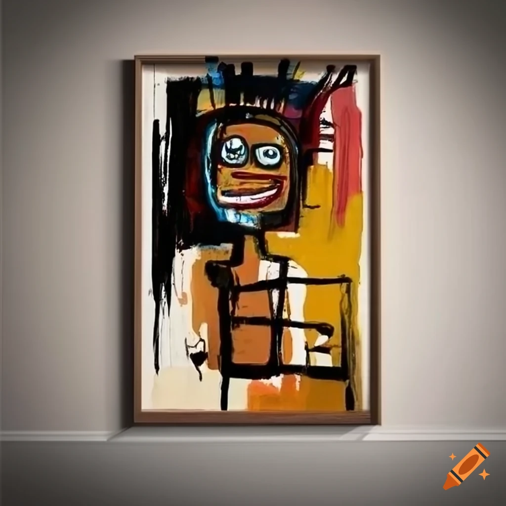 Abstract expressionism art in modern interior by Basquiat on Craiyon