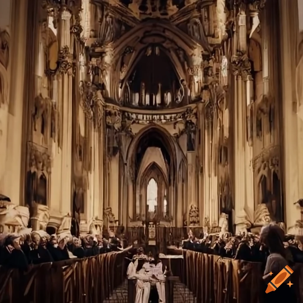 Harmonious singing of 10,000 angelic choirs in a grand church on Craiyon