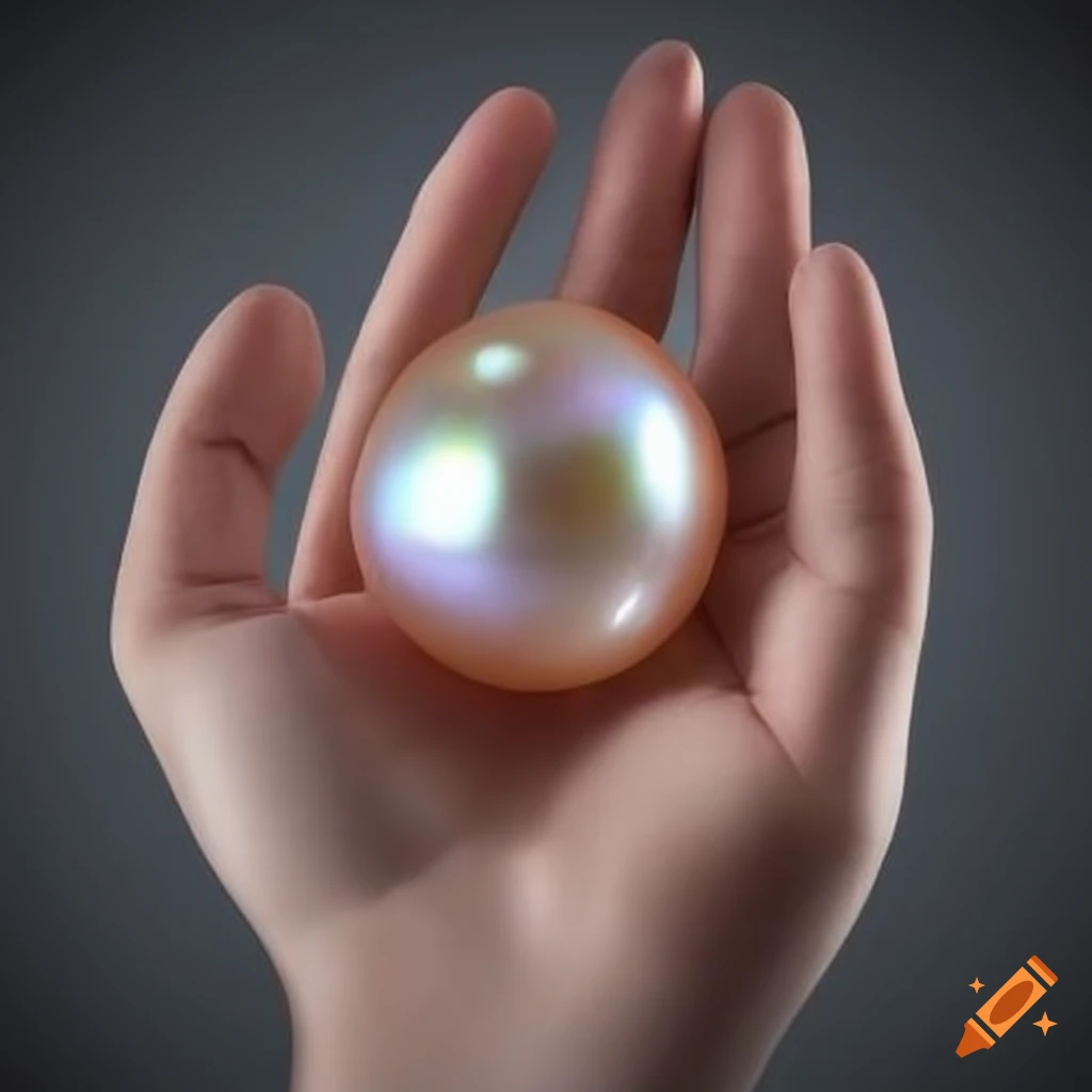 Hand holding a big pearl on Craiyon