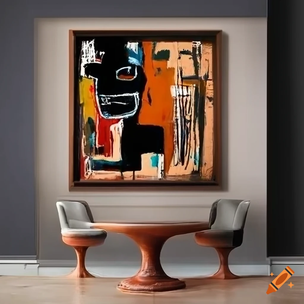 Abstract expressionism art in modern interior by basquiat on Craiyon