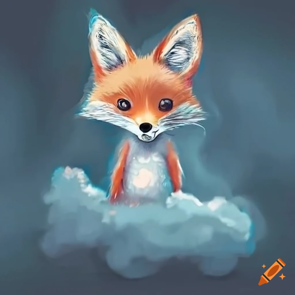 Cute fox with a rain cloud on Craiyon
