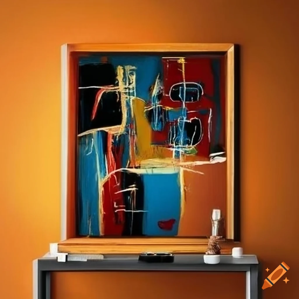 Abstract expressionism art in a modern interior by basquiat on Craiyon