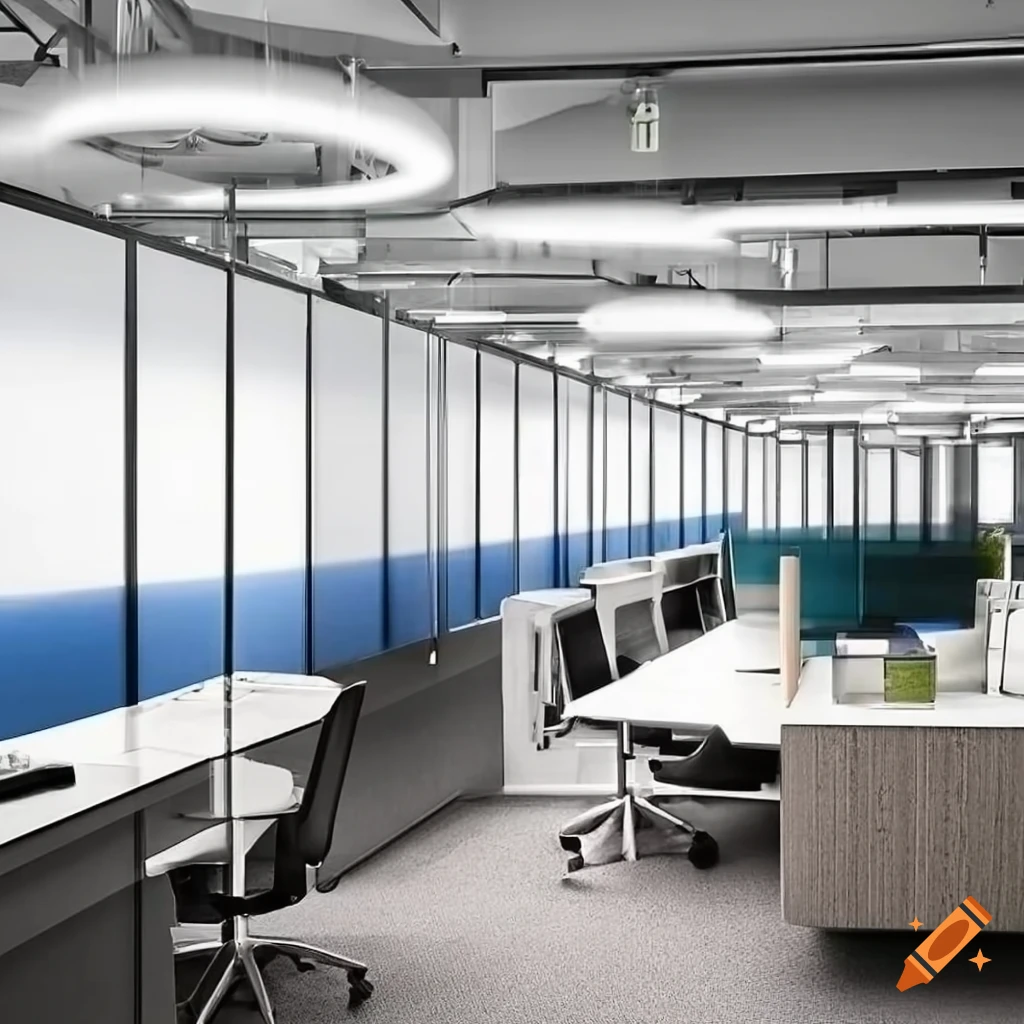 Modern cubical workspace with desks and study area on Craiyon