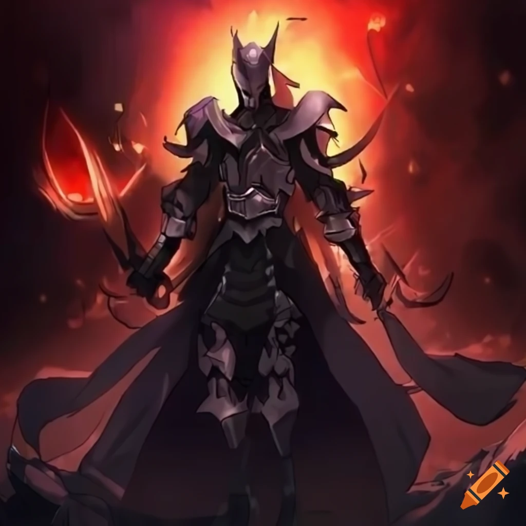 Anime ghost knight in battle plate armor on Craiyon
