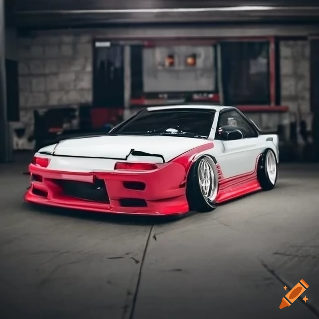 Sakura Slide Syndicate Nissan 180sx with red, black, and white livery ...