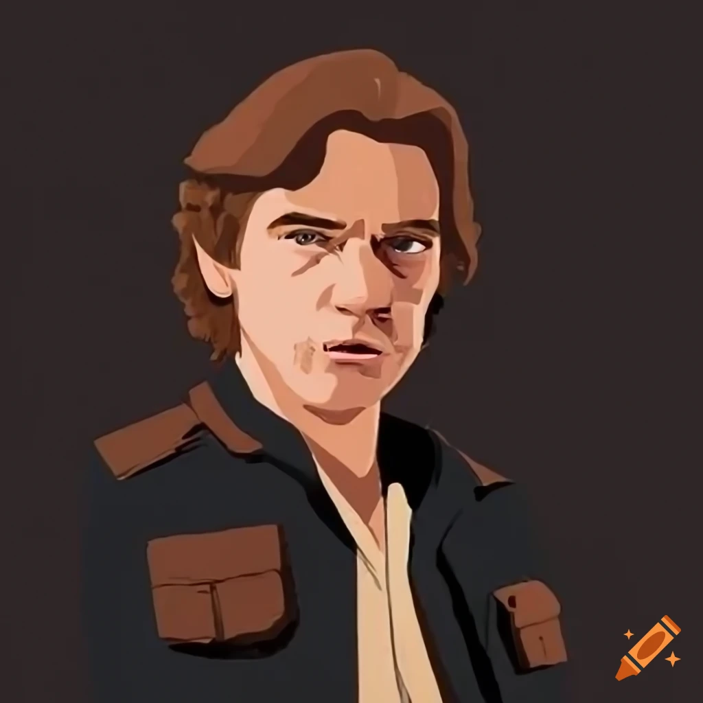Vector portrait of Han Solo in iconic outfit from Star Wars on Craiyon