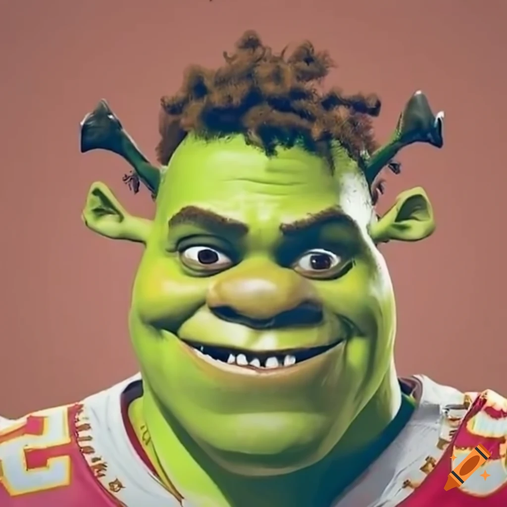 Illustration of shrek and patrick mahomes on Craiyon