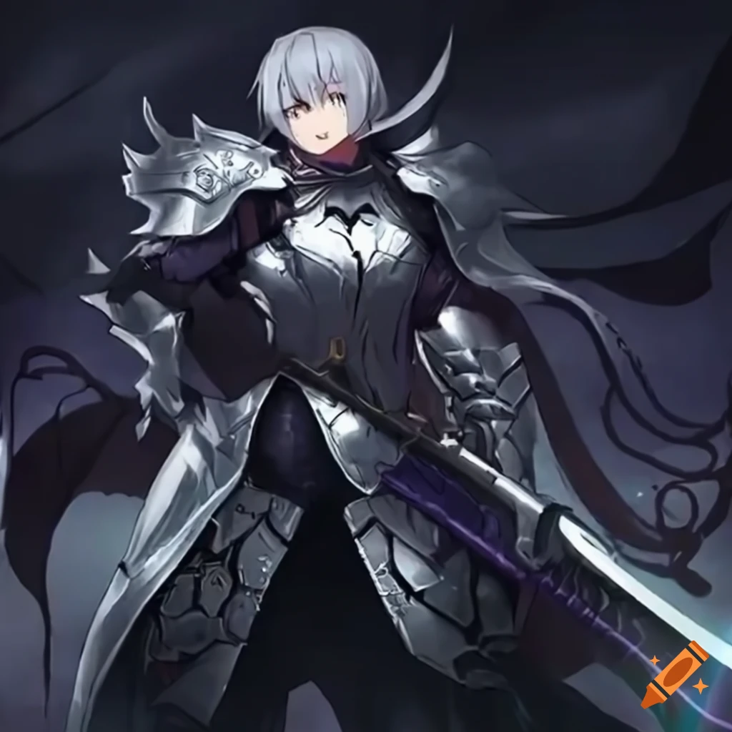 Ghost knight in battle plate armor wielding powerful weapons on Craiyon