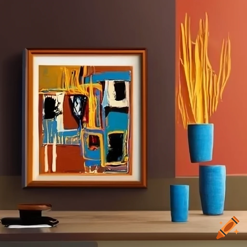 Bold abstract expressionism art in a modern interior by basquiat on Craiyon