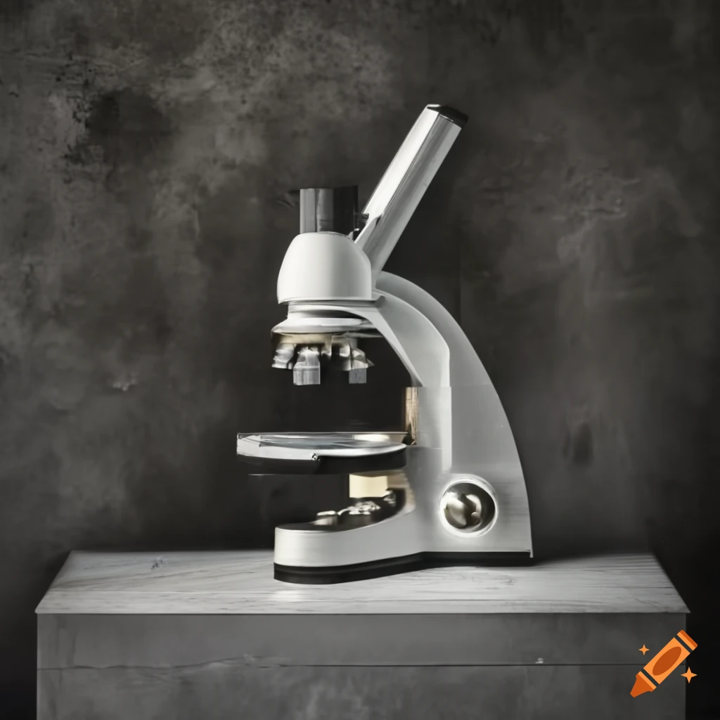 Gigantic microscope with concrete background and back light on Craiyon