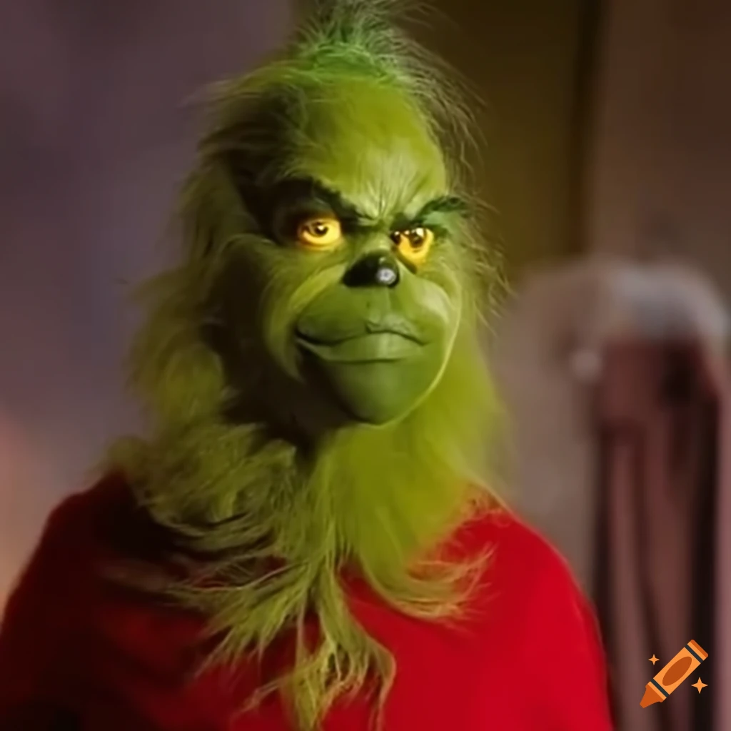 Character resembling the grinch with a black moustache and evil ...