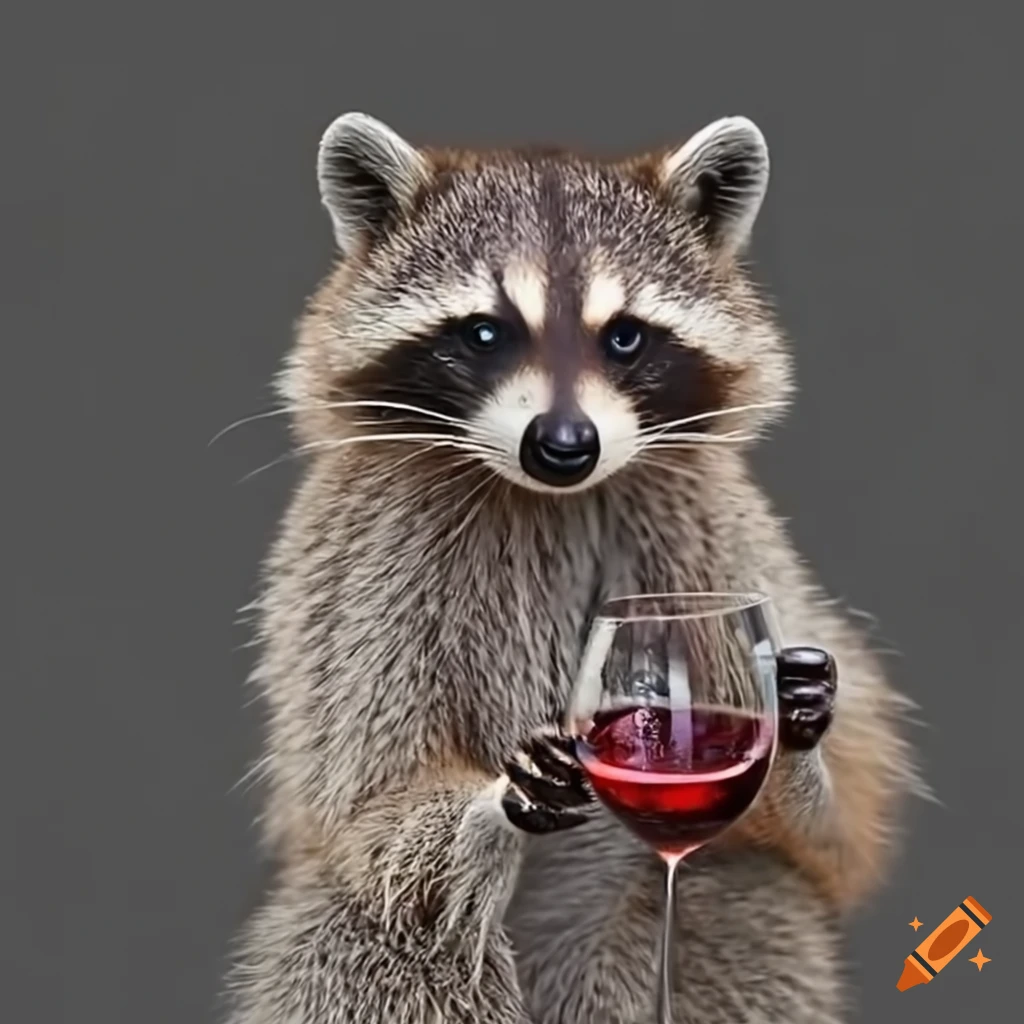 Raccoon sommelier pouring wine on Craiyon