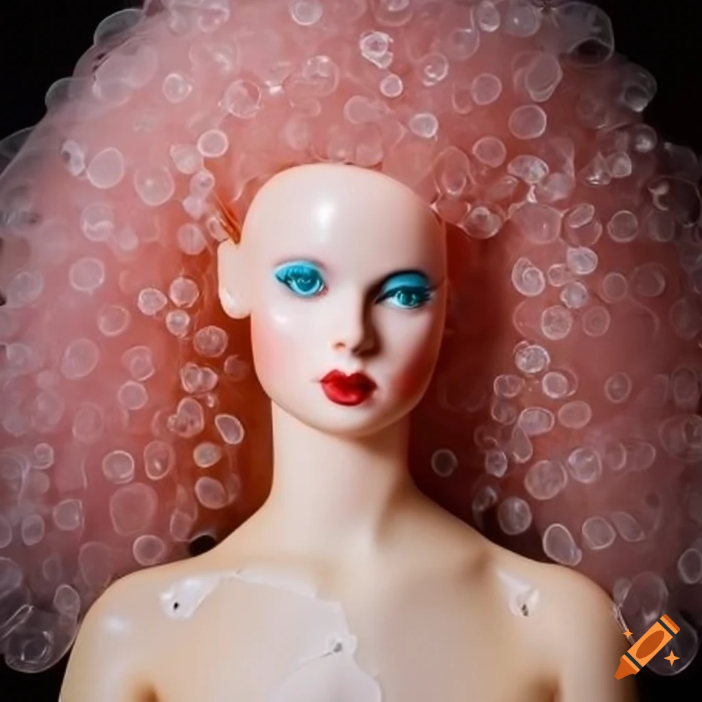 Art deco style doll made of pastel clear plastic on Craiyon