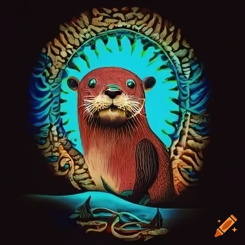 Colorful traditional Native American-inspired otter painting on Craiyon