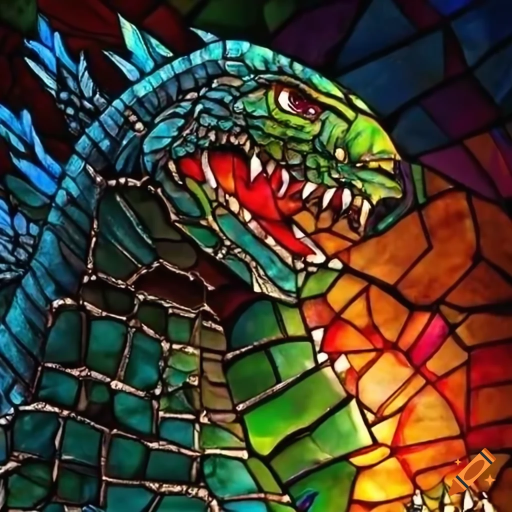 Saint godzilla stained glass on Craiyon