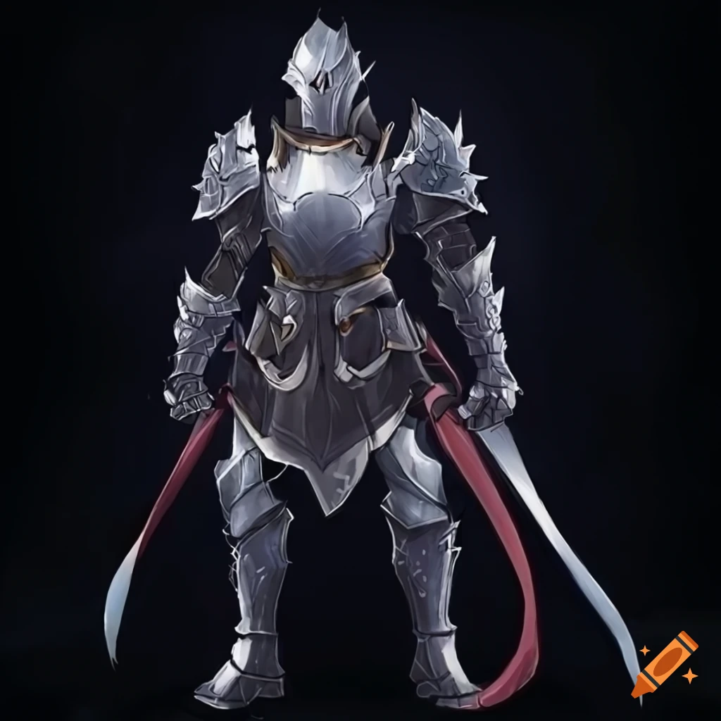 Anime ghost knight in battle plate armor on Craiyon