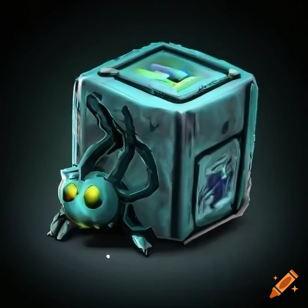 Tetsuya nomora style illustration of a crushed car cube mixed with a ...