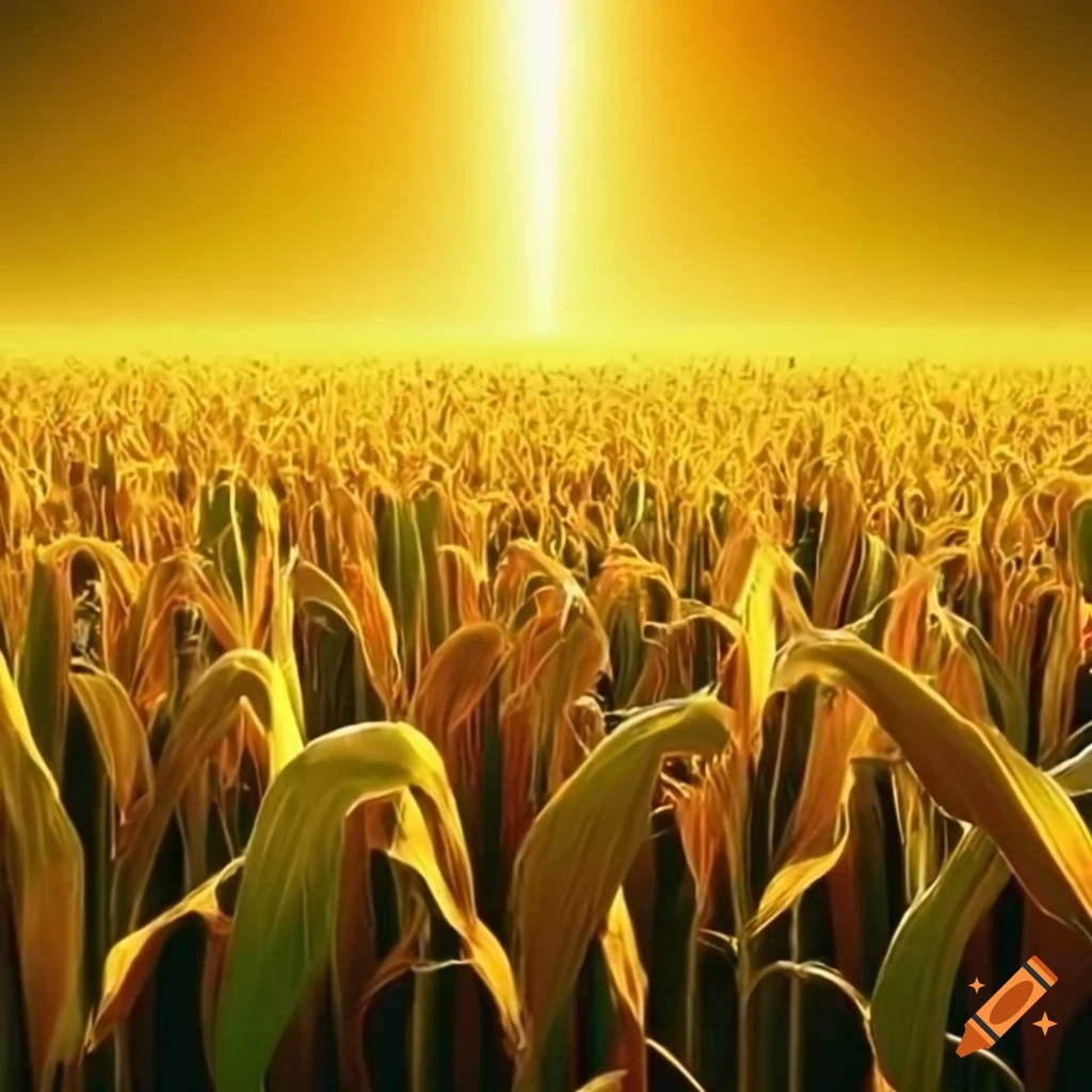 Golden glowing corn field on Craiyon