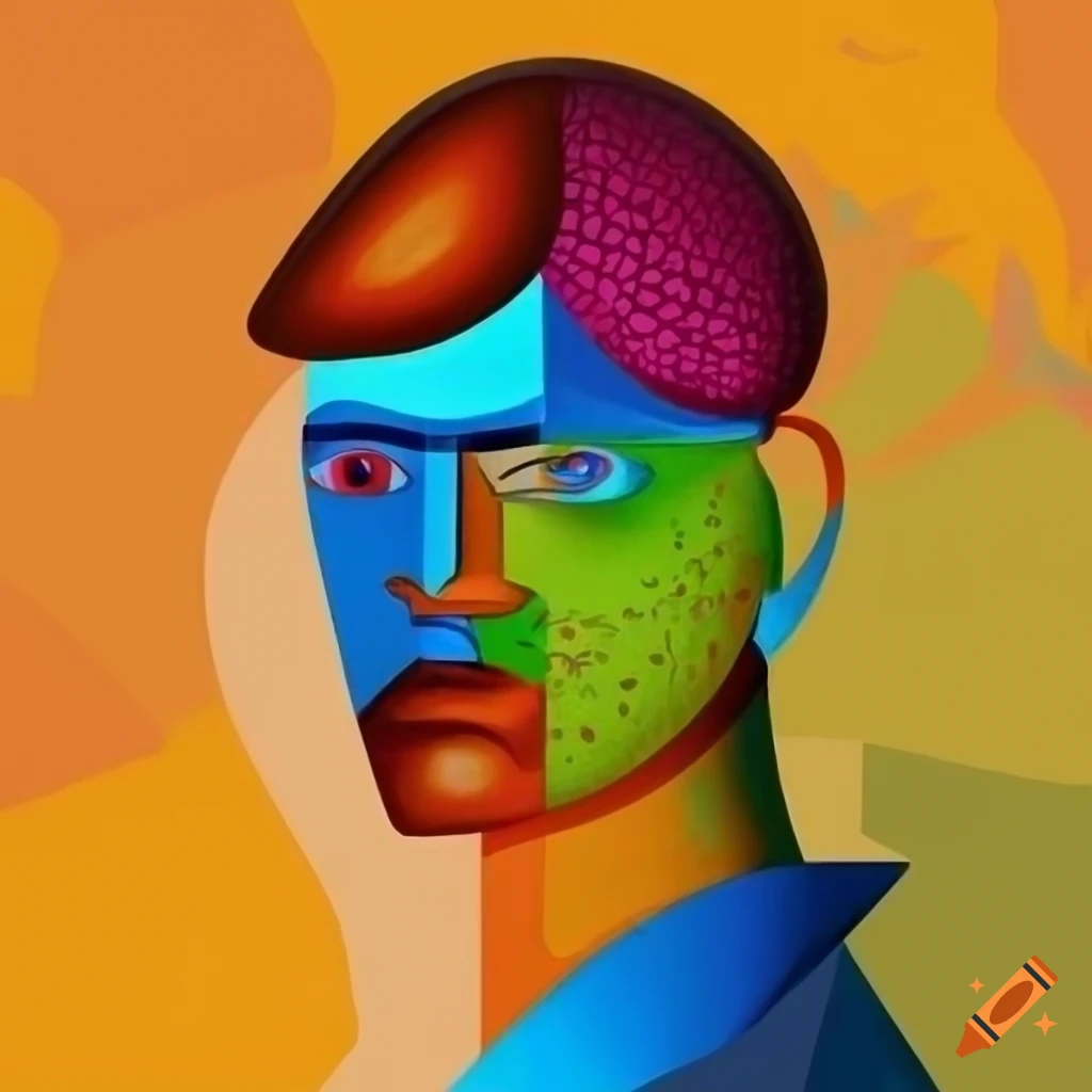 Cubist-style abstract artwork of an indian man on Craiyon