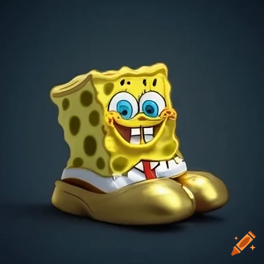 Golden shoes with spongebob squarepants design on Craiyon