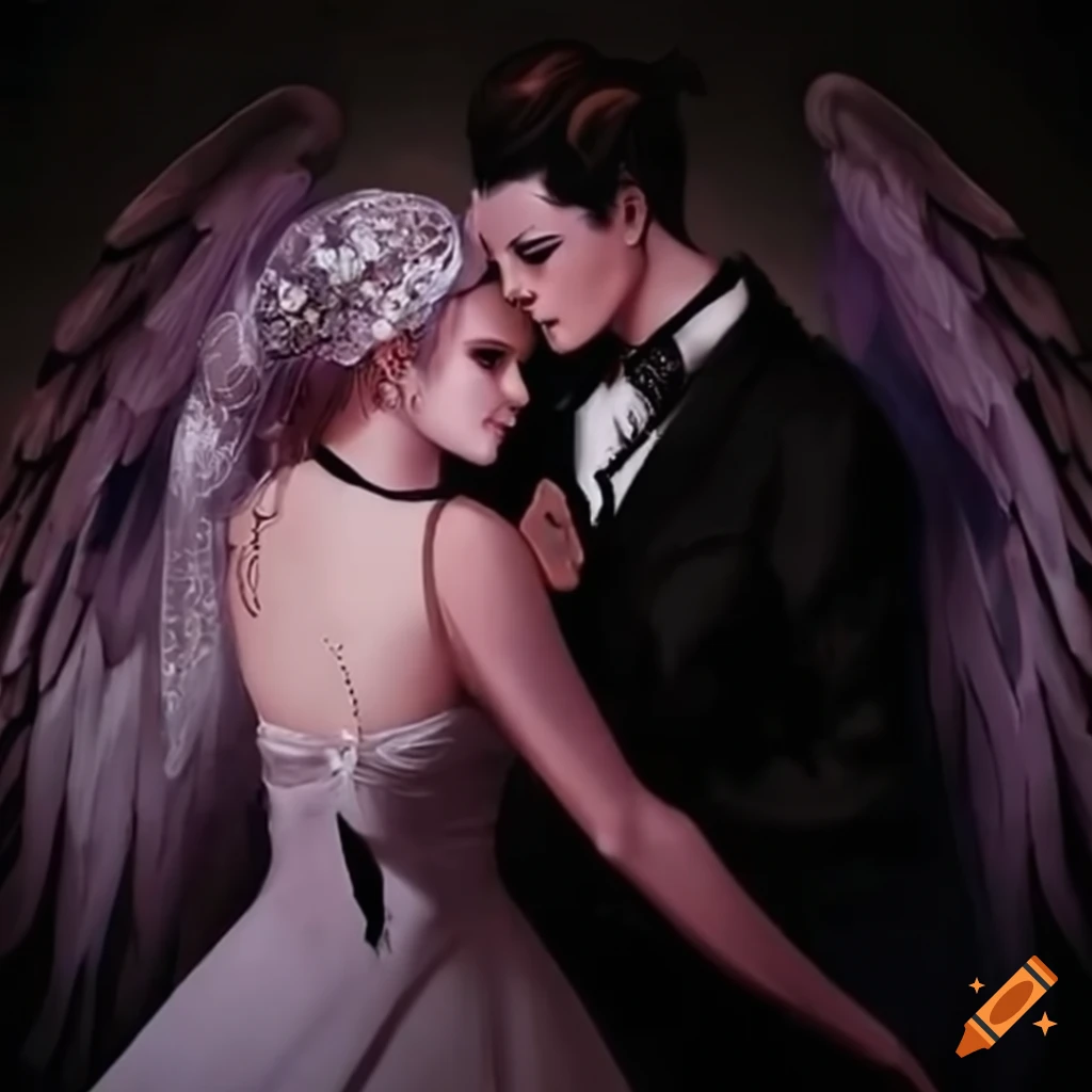 Angel and demon wedding ceremony on Craiyon