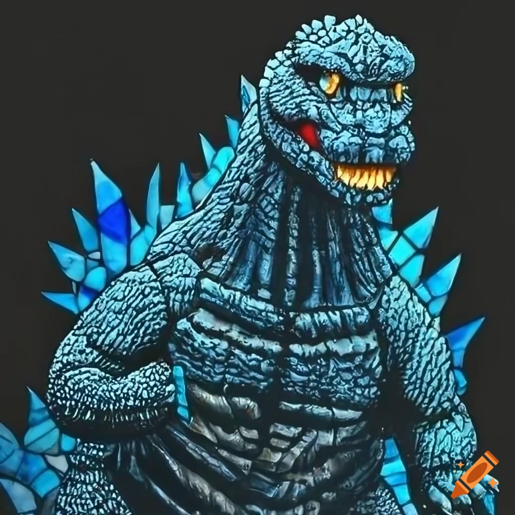 Saint godzilla stained glass on Craiyon