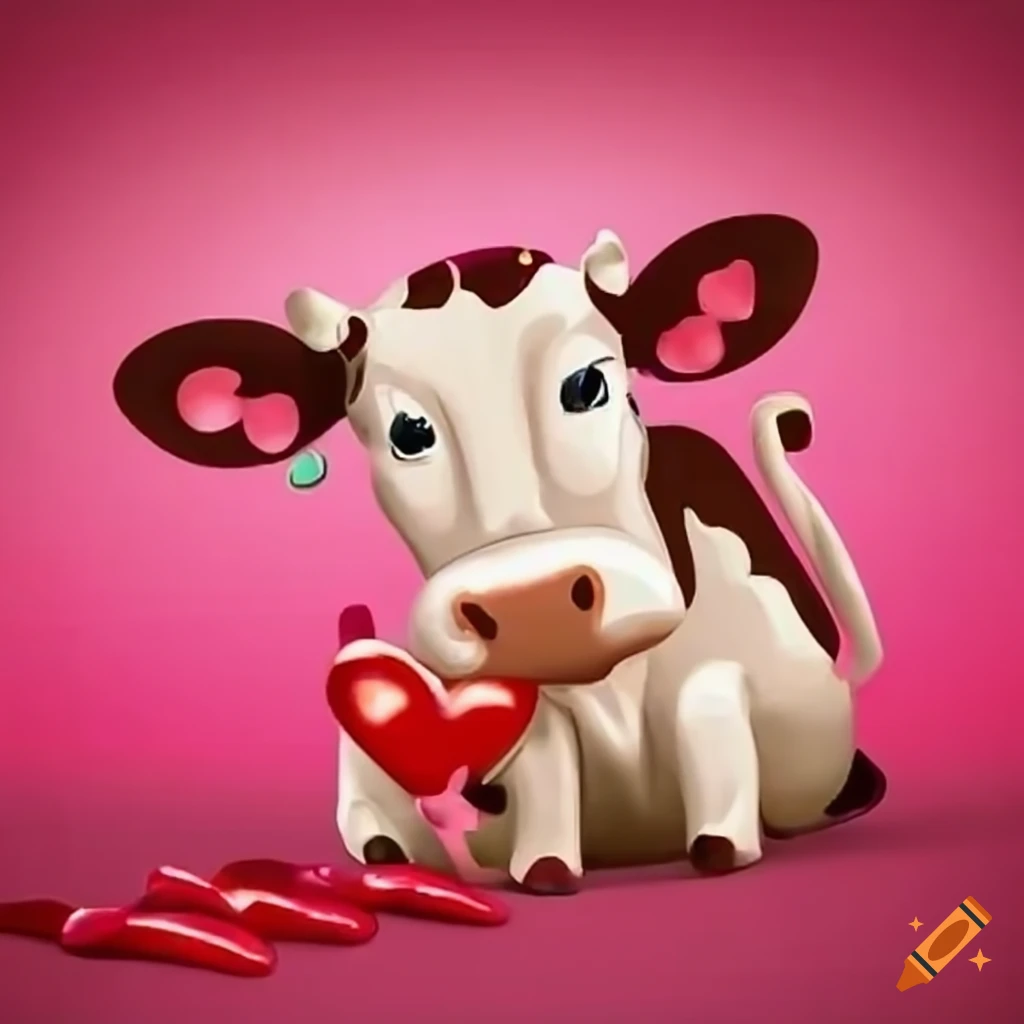 Cow delivering valentine candy on Craiyon
