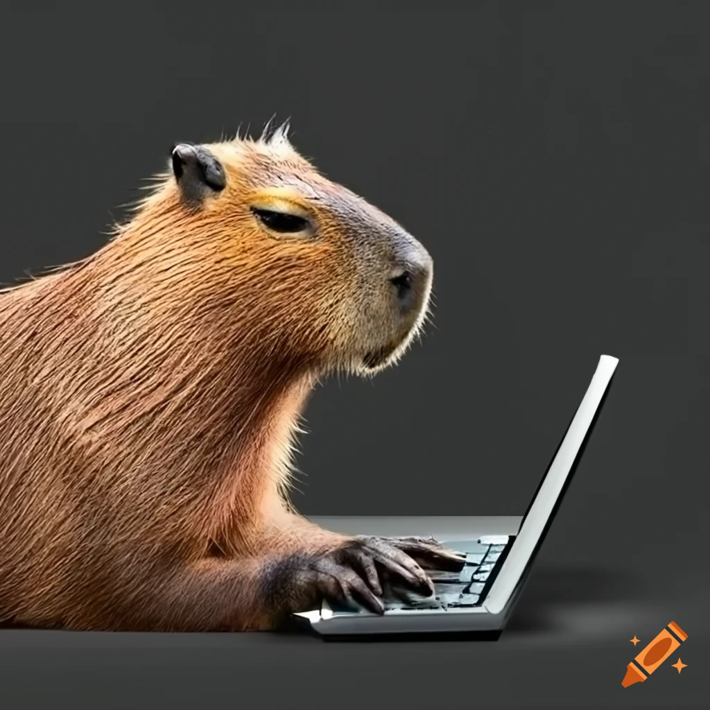 Capybara using a computer on Craiyon