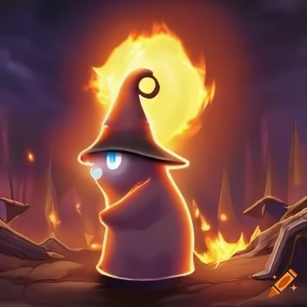 Wizard casting a windy spell against a fiery pokemon on Craiyon