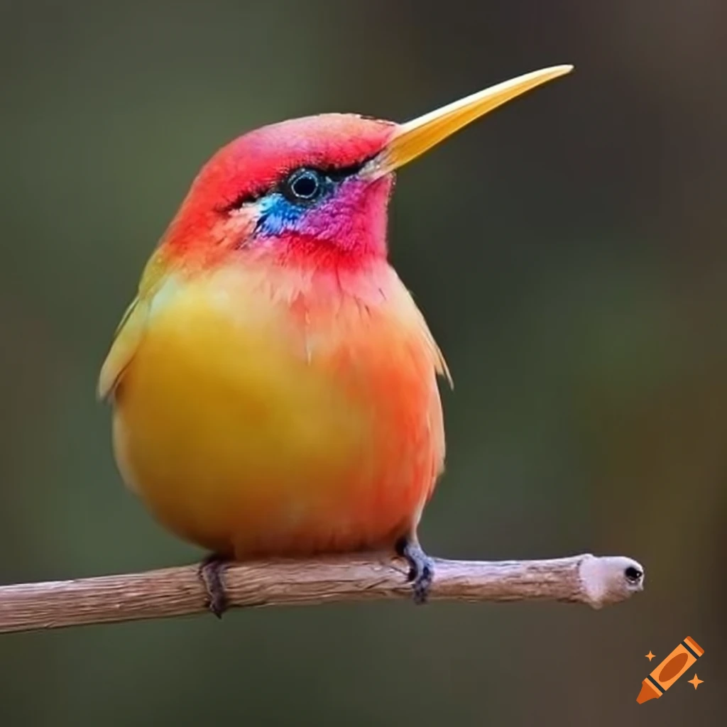 Vibrantly colored spherical bird on Craiyon