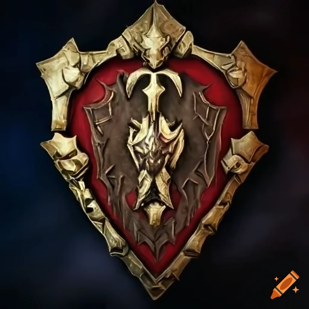 Guild crest with spear and tower shield representing warcraft alliance on Craiyon