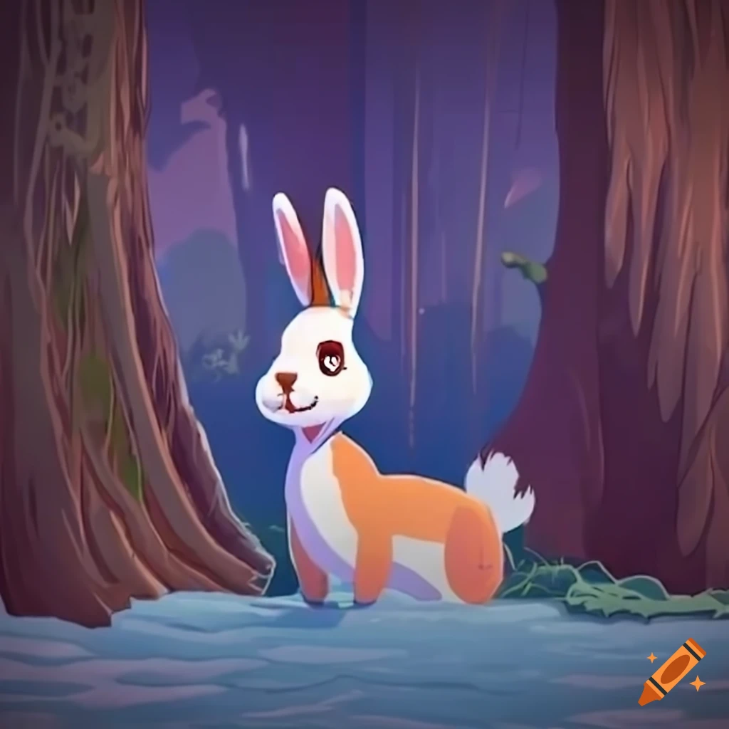 4k cartoon about an adorable rabbit named Leo in a small village on Craiyon