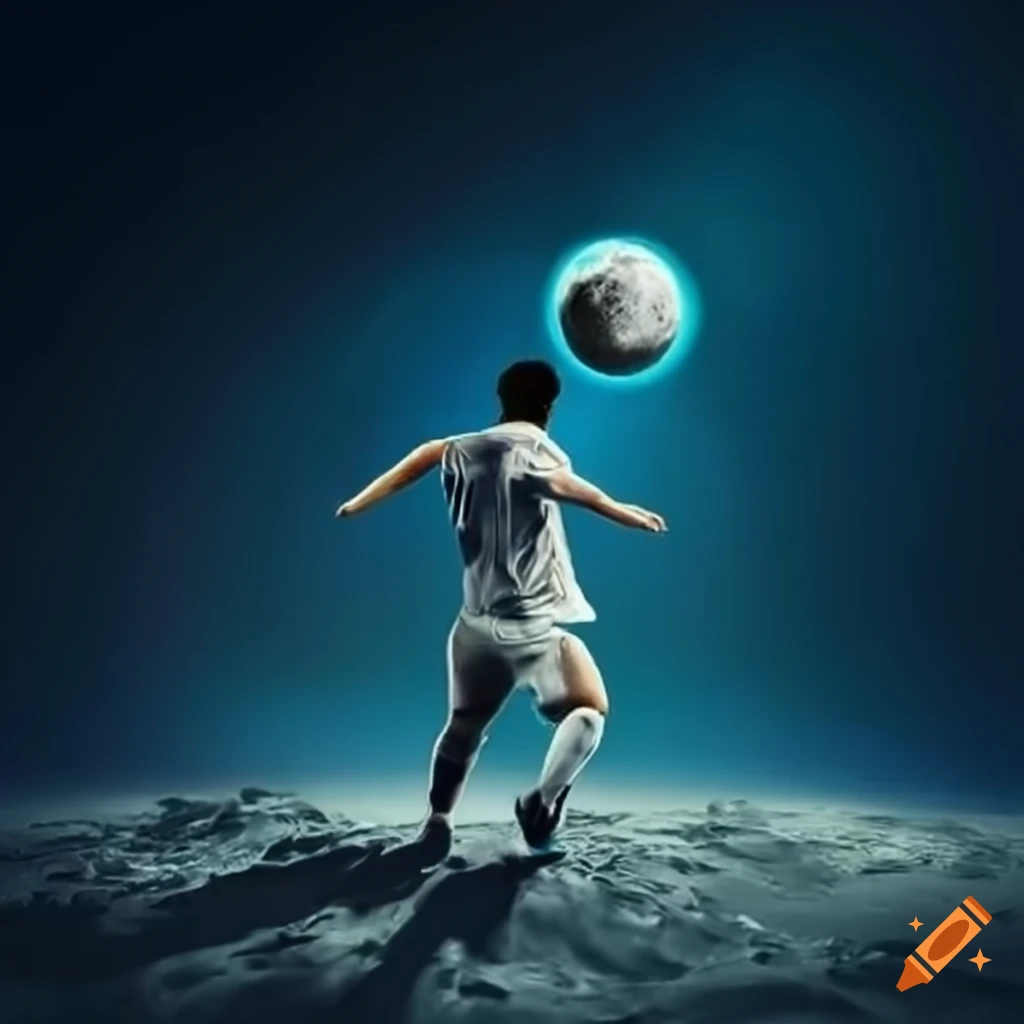 Football player on the moon on Craiyon