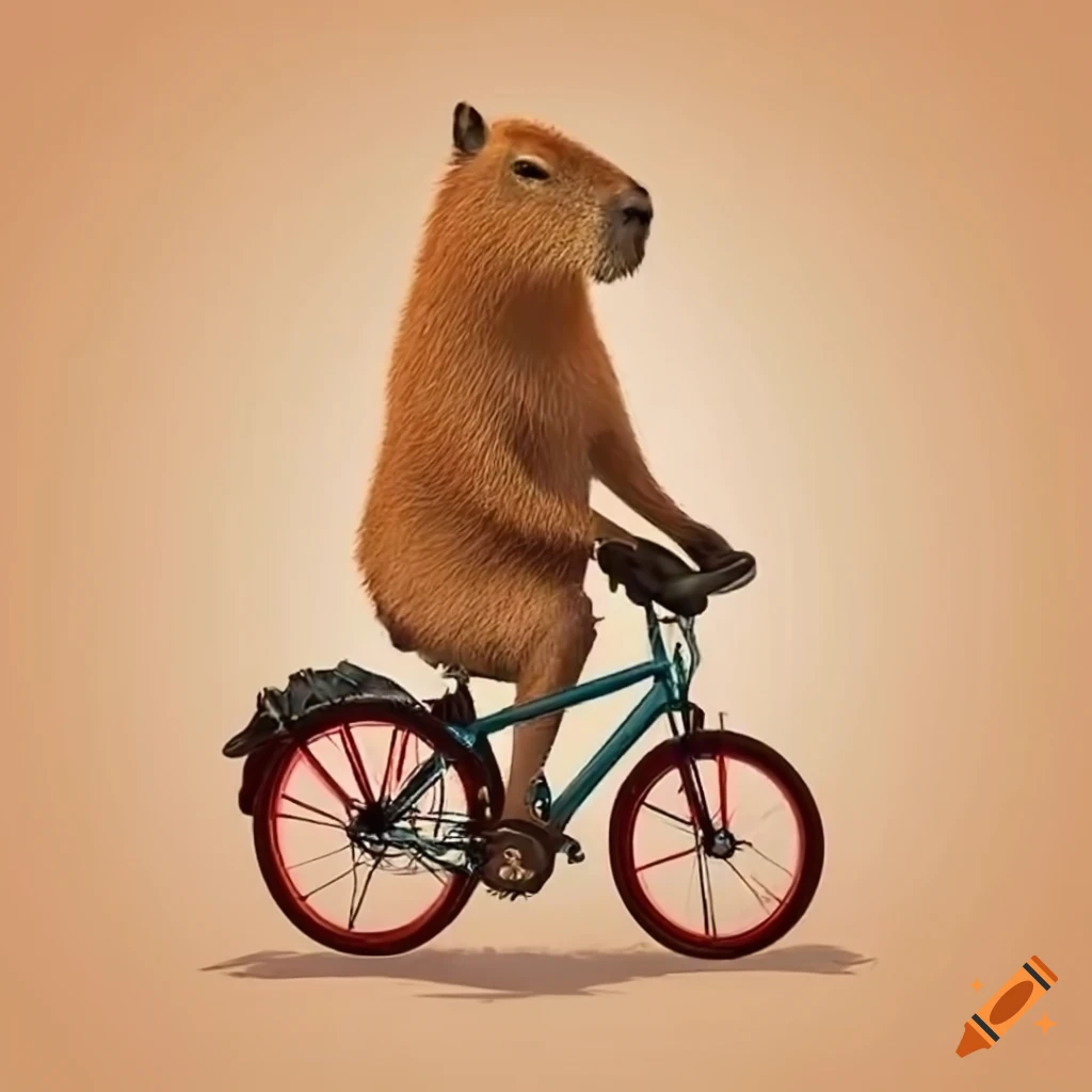 Capybara riding a bicycle on Craiyon