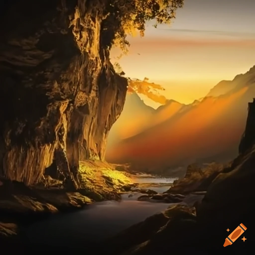 Mountain with rivers of honey on Craiyon