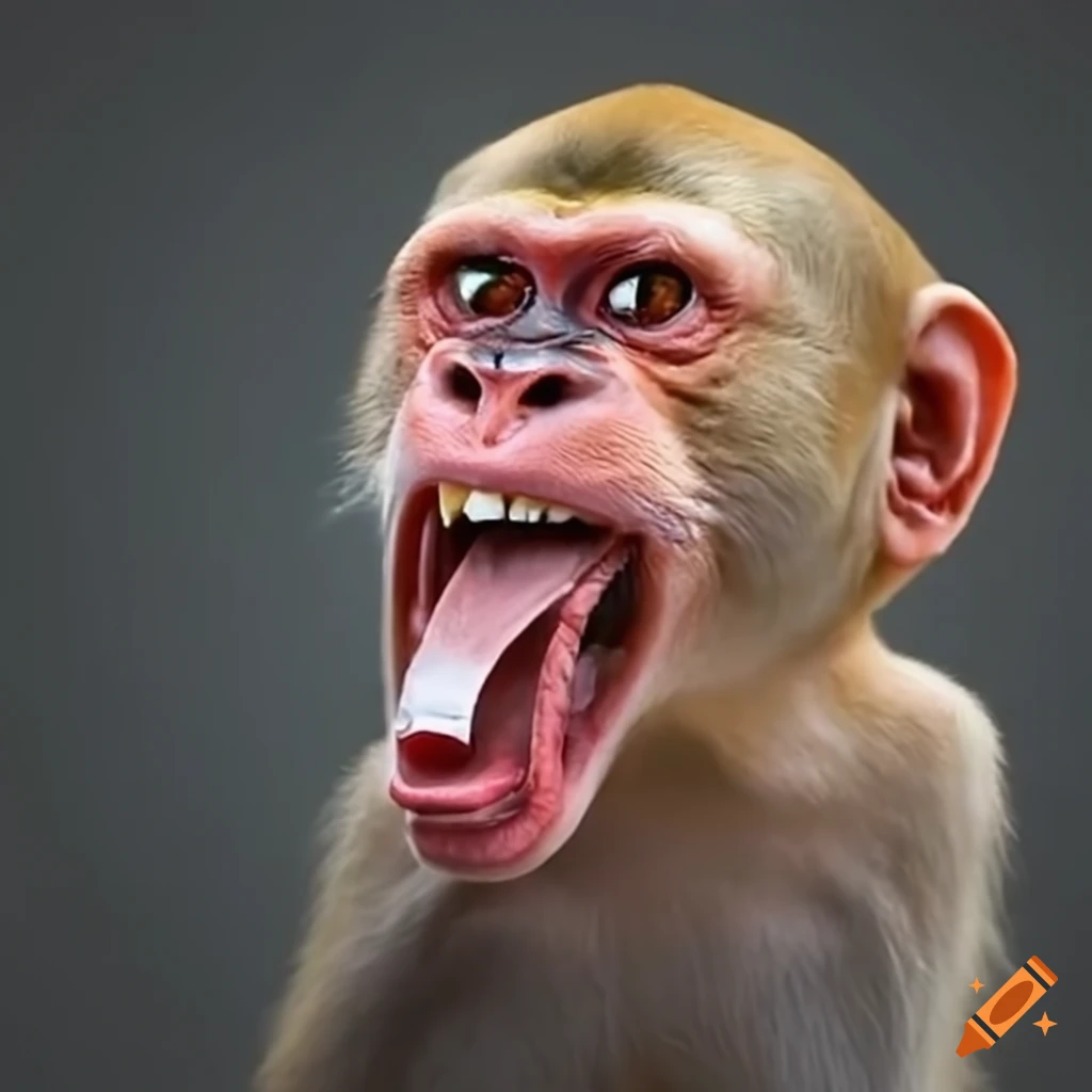Satirical representation of Putin screaming with a monkey on Craiyon